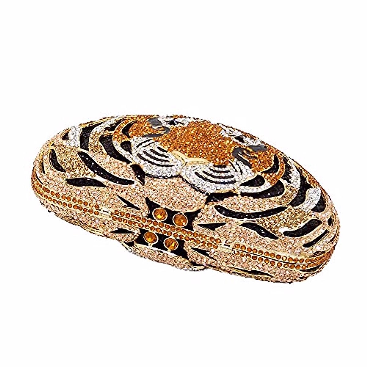Bling Diamond Tiger Clutch Evening Bags For Women Formal Party Crystal Purse Wedding Handbag (Gold)