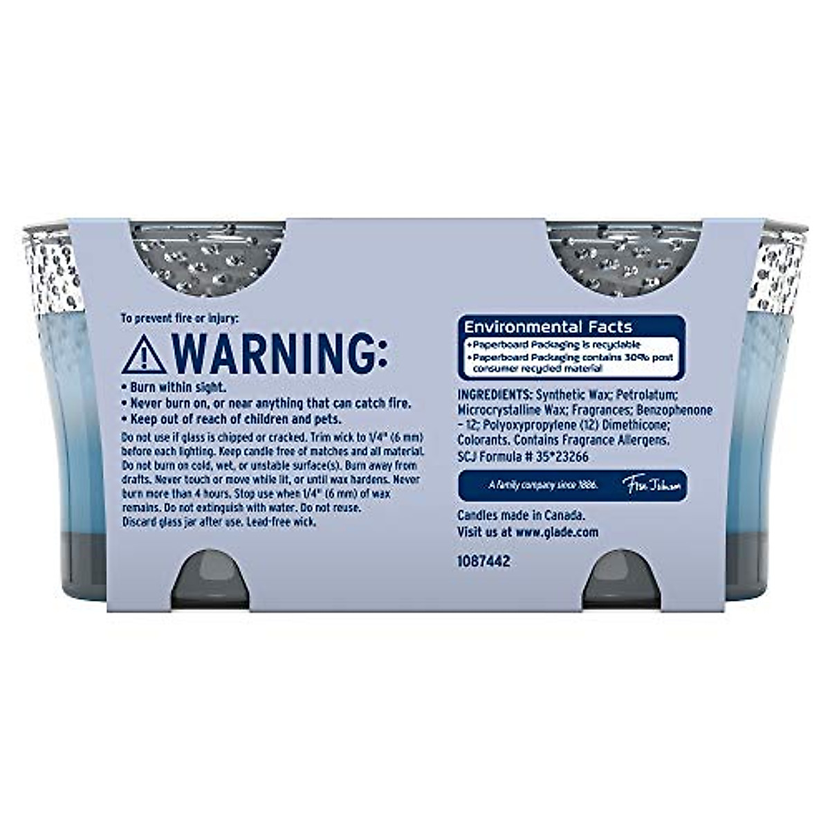 Glade Candle Jar, Air Freshener, 2in1, Moonlit Walk & Wandering Stream, 3.4 Oz, 2 Count