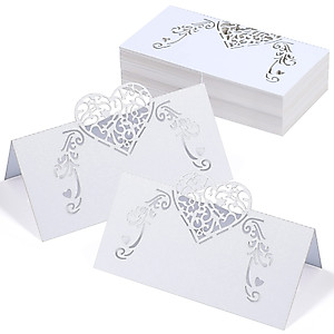 NUOMI 50 Pieces Wedding Table Place Cards White Table Numbers Cards, Tent Cards, Name Cards for Table Setting, Reception Banquets Dinner Party Supplies