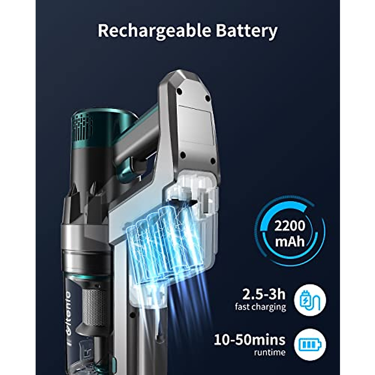 Ultenic U11 Pro Cordless Vacuum Cleaner, 25Kpa Powerful Stick Vacuum with LED Display, Rechargeable Battery, Up to 50min Runtime, Converts to Handheld Vacuum for Hard Floor, Carpet and Pet Hair