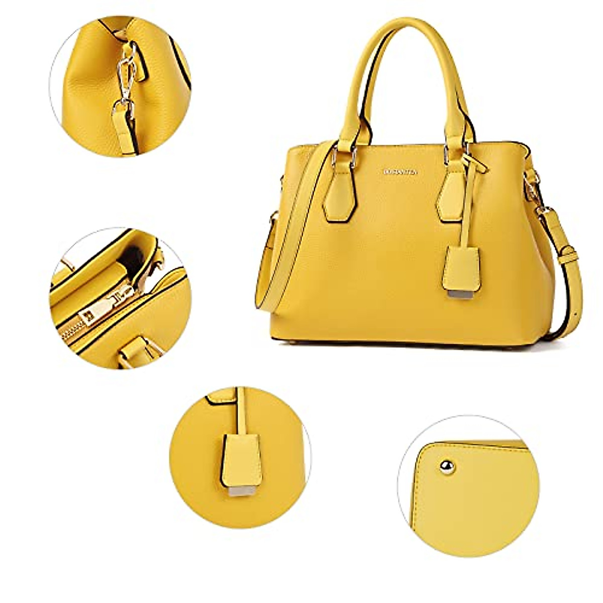 BOSTANTEN Women Leather Handbag Designer Top Handle Satchel Shoulder Tote Bags Crossbody Purses Yellow