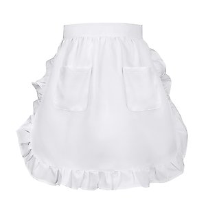 JASGOOD Women's Apron Kitchen Cooking Aprons with Pockets Vintage Maid Aprons for Halloween Costume