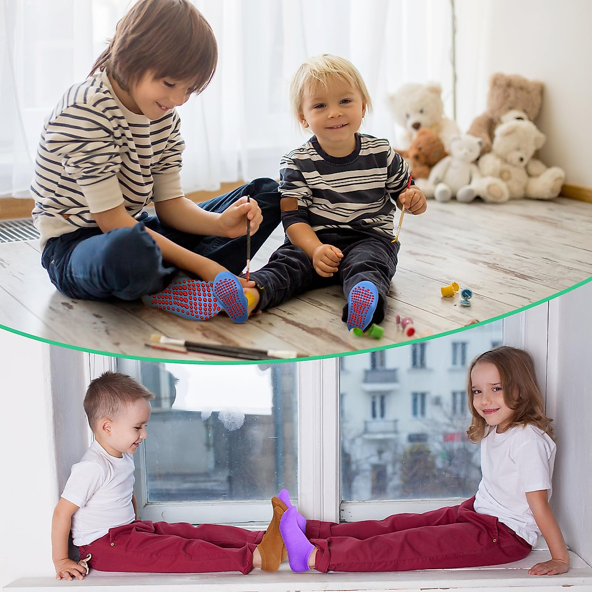 Haysandy 20 Pair Kids Baby Non Slip Socks Anti Skid Slipper Socks Ankle Grip Socks with Grippers for 1-12 Years Children Infants Toddler Boys Girls (Small)