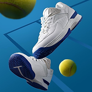 FitVille Men‘s Wide Pickleball Shoes All Court Tennis Shoes with Arch Support for Plantar Fasciitis (White, 10.5 X-Wide)