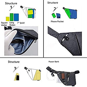 TOLOG Sling Bag Fashion Digital Silm Shoulder Bag Men Multi-functional Crossbody Backpack Anti-theft Gun Chest Bag (Right Hand)