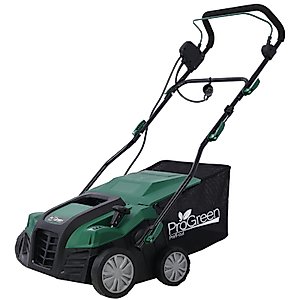 2-in-1 16" Walk Behind Scarifier, 15 Amp Electric Dethatcher Scarifier, Lawn Dethatcher for Yard Lawn Garden Care, Removable Collection Bag Extra Large 58QT (16 inch)