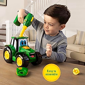 BUILD-A-BUDDY John Deere Tractor Toy and Toy Drill - Toddler STEM Take Apart Toys with 16 Individual Pieces and Kids Tools - Kids Building Toys Ages 3 Years and Up