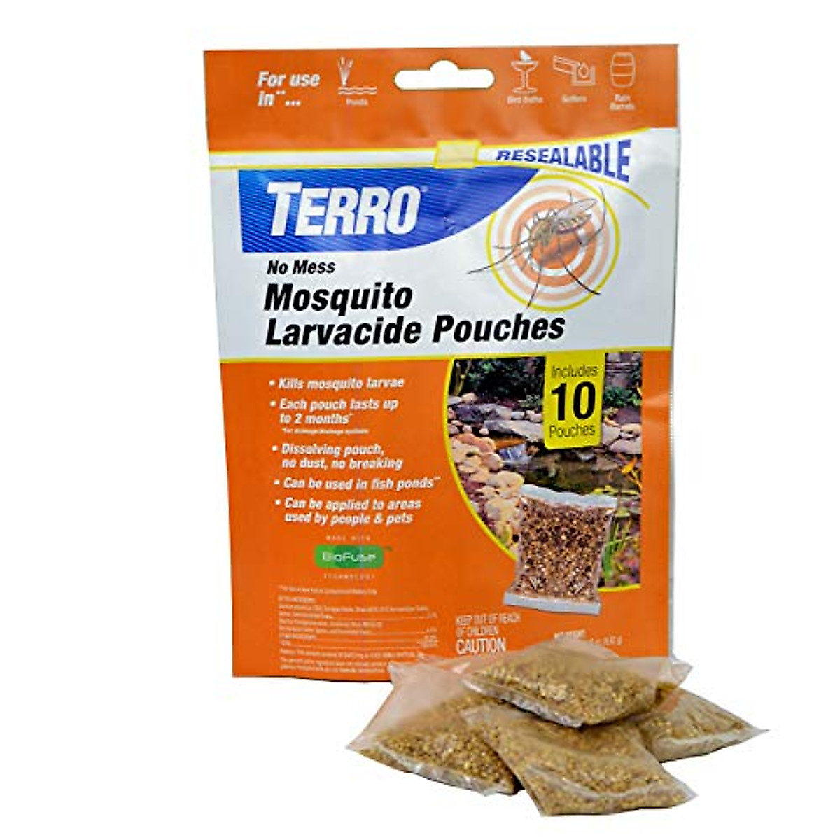 Terro T1210 No Mess Mosquito Larvacide Pouches - 10 Pouches Included