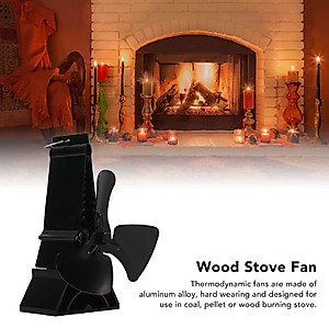 Hilitand Fireplace Fan, 3 Blade Wood Stove Fan, Thermal Sensing Powered Low Noise Aluminum Alloy Thermoelectric Fan, for Coal, Pellet or Wood, Valves