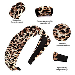 Ondder 10 Pack Headbands for Women Fashion Headbands Knotted Headband for Women Wide Womens Headbands Cheetah Headbands Turban Velvet Headbands for Women Non Slip Leopard Print Head Band Head Bands Hair Accessories for Women Girls
