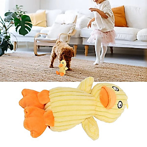 Zerodis Plush Dog Duck Toy, Cute Little Yellow Duck Relieves Boredom Puppy Toy Squeaky for Small Medium Dogs