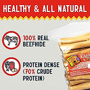 Canine Chews 8-9" Chicken Basted Rawhide Retriever Rolls - Pack of 25 Chicken-Flavored Long-Lasting Dog Rawhide Chews - Protein-Dense Jumbo Rawhide Bones For Large Dogs - Treats for Aggressive Chewers