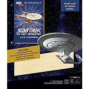 Star Trek The Next Generation U.S.S. Enterprise 3D Wood Puzzle & Model Figure Kit (50 Pcs) - Build & Paint Your Own 3D Space Ship Toy - Educational Gift for Kids & Adults, No Glue Required, 10+ 