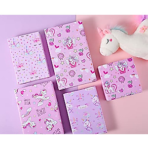 Sikiweiter Unicorn Wrapping Paper - 12 Sheets Princess Birthday Wrapping Paper for Girls Rainbow Unicorn Paper Wrap - 19.7 x 27.6 Inches Per Sheet