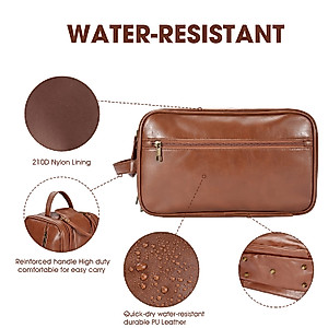 BNSPOCKET Personalized Leather Travel Toiletry Bag for Men, Large Travel Bathroom Shaving Dopp Kit, Large Cosmetic Bag Waterproof