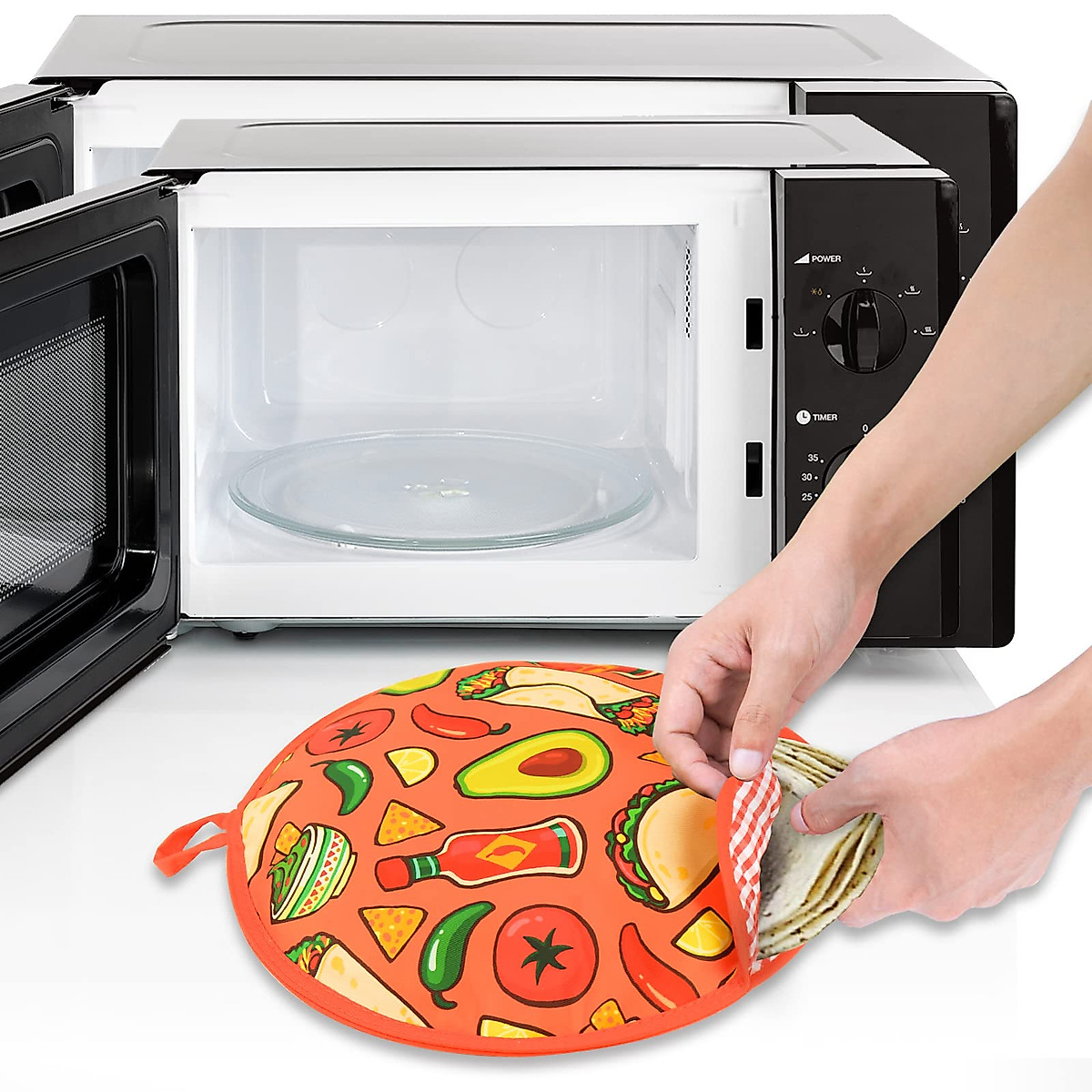 ZKOO Tortilla Warmer Pouch 12-Inch, Insulated Tortilla Holder -Microwavable Use Fabric Bag to Keep Food Warm.Ideal for Tortillas & Breads! (1, Orange)