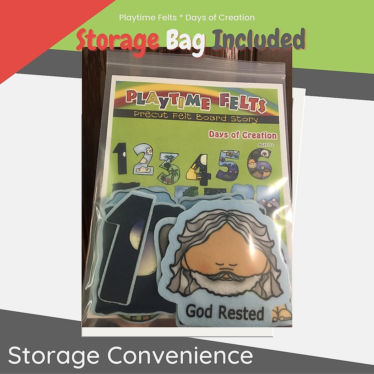 Days of Creation Bible Felt Set | 16 PRECUT & Ready to Play Colorful & Durable Bible Felt Figures for Toddlers, Preschool & Kindergarten | Reusable Bible Felt Board Stories