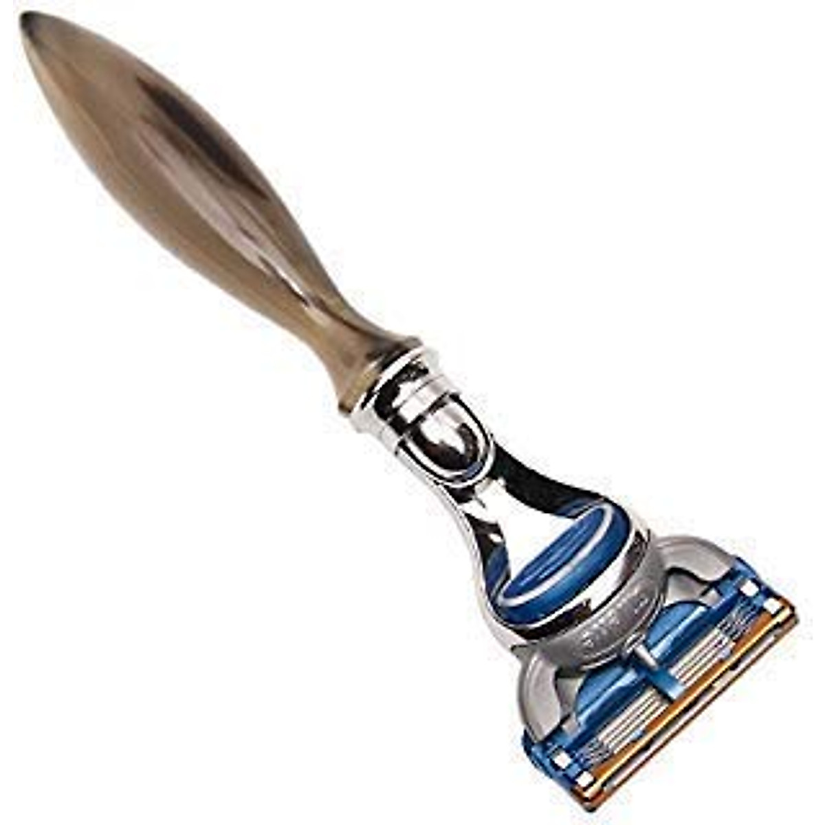 Parker Safety Razor, Hand Carved Genuine Ox Horn Handle Fusion Compatible Razor