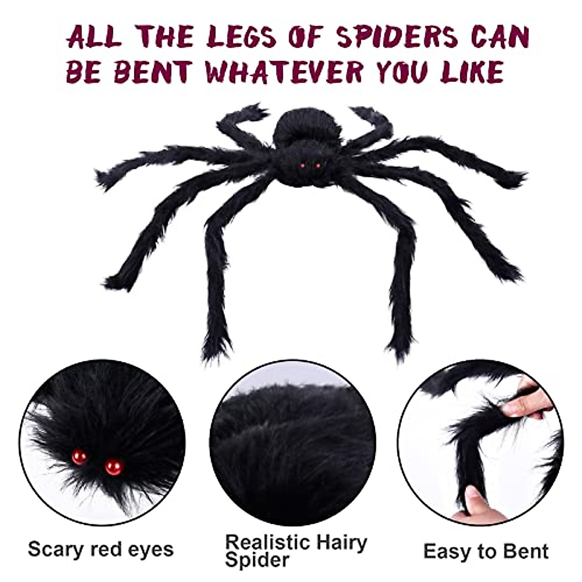 KUCHEY Halloween Decorations Outdoor 200'' Triangular Spider Web+47'' Giant Fake Spiders, Halloween Decor Indoor Clearance for Home Outside Yard Costumes Party Haunted House Garden Lawn