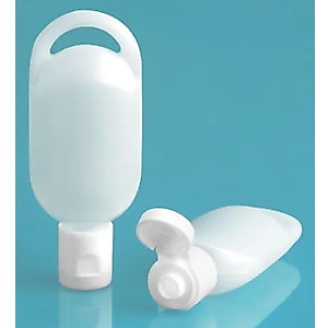 3 Pack - 1/2 oz HDPE Tottle Bottles with White Snap Top Caps - Semi-Transparent, Impact-Resistant, Flexible - Hotel Amenities, Travel Size - Includes Hang Loop for Easy Clipping (3)