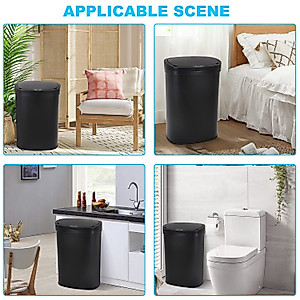13 Gallon Touch Free Automatic Stainless Steel Trash Can Garbage Can Metal Trash Bin with Lid for Kitchen Living Room Office Bathroom, Electronic Motion Sensor Automatic Trash Can - Black
