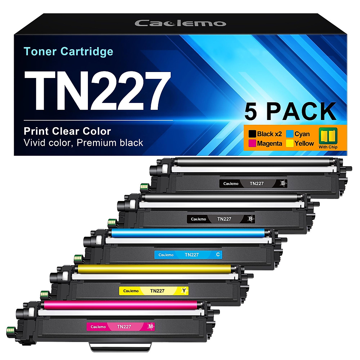 TN227 TN223 TN-227BK/C/M/Y High Yield Compatible Toner Cartridge Replacement for Brother TN227 TN223 TN 227 Compatible with MFC-L3770CDW MFC-L3750CDW MFC-L3710CDW HL-L3270CDW Printer, 5 Pack