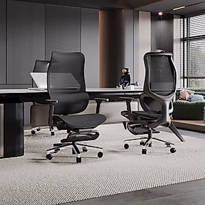 JOYFLY Ergonomic Office Chair with Footrest, Mesh Home Office Chair with Foot Rest, High Back Computer Chair with Lumbar Support, Wide Task Office Chairs for Heavy People, 450lbs, Adults, Black