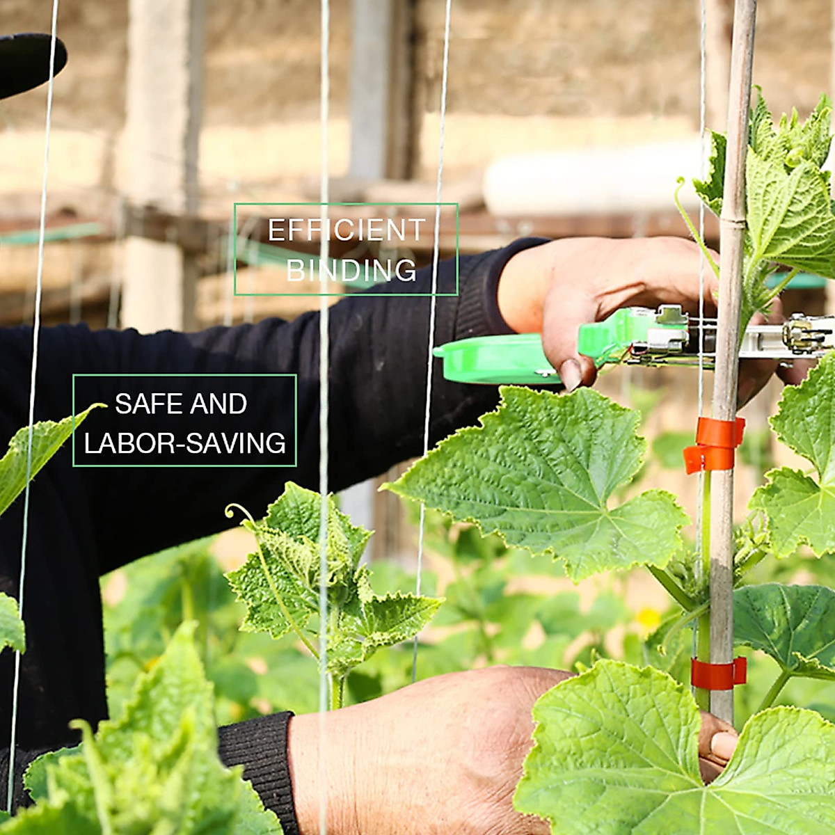 TOGETDREAM Plant Tying Machine Gardening Plant Vine Tying Tool with 20 Rolls of Tapes+10000pcs Staples, for Vegetable Grape Cucumber Tomato Flower and Pepper