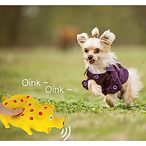 Andiker Dog Squeaky Toy, Dots Latex Dog Chew Toys with a Oinks Sound Squeaker Grunting Pig Dog Toy Durable Self Play 8" Dog Squeeze Toy for Dental Biting Chasing to Kill Boring Time (Yellow)