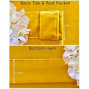 LUXEBLOSS Luxurious Velvet Curtains/Gold Yellow Drapes 96 inches Long for Living Room, Bedroom, Blackout, Heavy Soft Fabric with Privacy. Back Tab with Rod Pocket. 2 Panels (Yellow 52 Wx96 L)