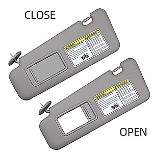 Dasbecan Front Left Driver Side Sun Visor with Light Compatible with Toyota Highlander 2008-2013 74320-48500-B0 (Gray)