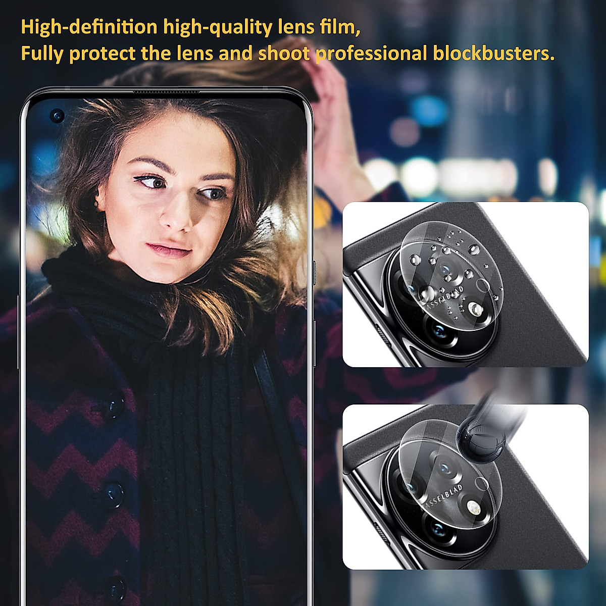 WILLONE [2+2] For OnePlus 11 Screen Protector Tempered Glass 2 Pcs, Camera Lens Protector 2 Pcs, Support Fingerprint Sensor, 9H Hardness, Bubble Free, HD Film for OnePlus 11 5G