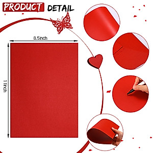Colarr 120 Sheets Valentine's Day Shimmer Cardstock Double Sided Thick Paper 8.5 x 11" for Pink Red Weight Cover Greeting Card Invitation Birthday Wedding Party Supplies(Red, 210gsm)