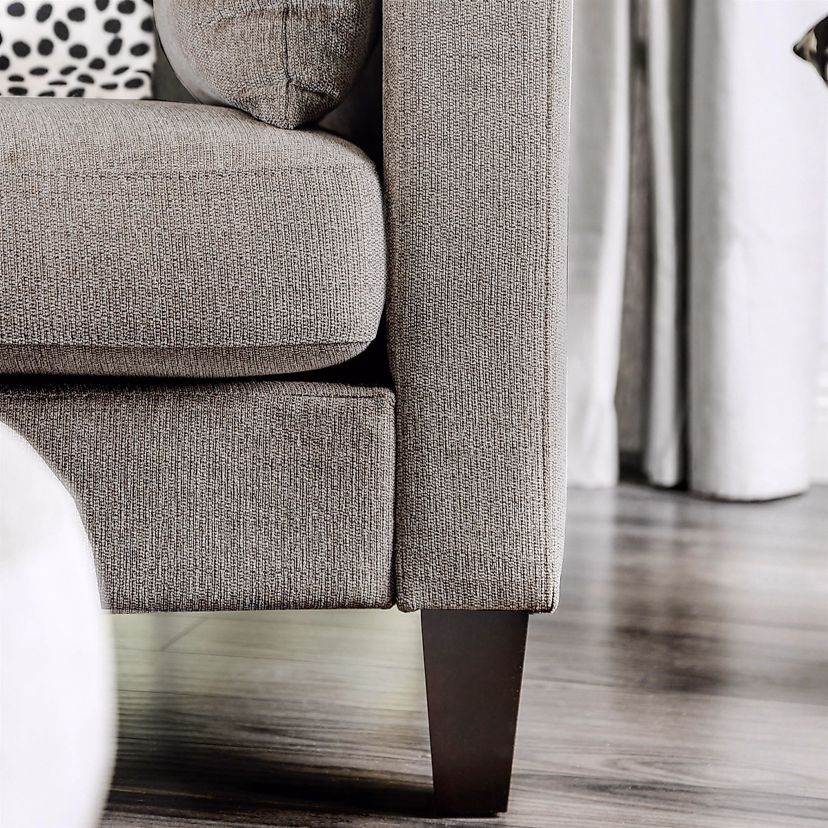 Furniture of America Stenson Contemporary Chenille Tufted Sectional in Warm Gray