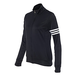 adidas Ladies' ClimaLite 3-Stripes French Terry Full-Zip Jacket, Black/White, Small