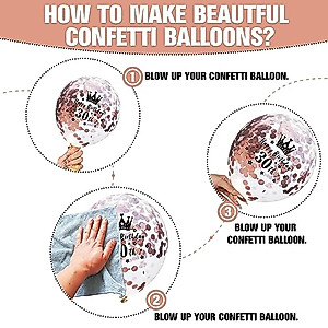 Happy 30th Birthday Banner 12 PCS, Rose Gold 30th Birthday Banner Bunting with 12 Inch Rosegold Happy 30th Birthday Confetti Helium Latex Balloons for Women 30th Birthday Party Decorations Supplies