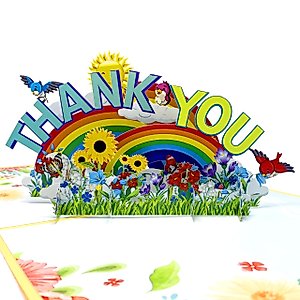 MeeSunnie Thank You Pop Up Card, 3D Colorful Greeting Card, Confetti Thankful Card Flower for Retirement, Thinking Of You, Grateful, Gratitude, Love Mom Friend Teacher Nurse Boss Co-Worker