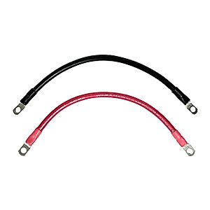 Marine Battery Cable Set, 4 AWG Gauge, Tinned Copper w/Black & Red PVC, 120" Length, 3/8" Lugs