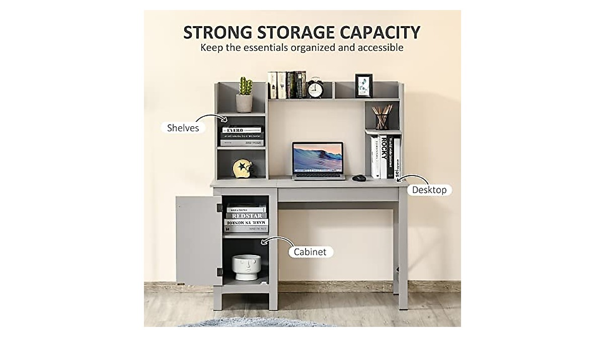 HOMCOM Farmhouse Computer Desk with Storage | Stylish Home Office