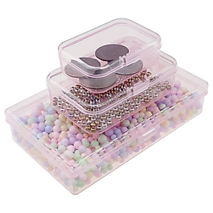 Thintinick 24 Pack Rectangular Plastic Storage Containers Box with Hinged Lid for Beads and Other Small Craft Items, Mixed Sizes (Pink)