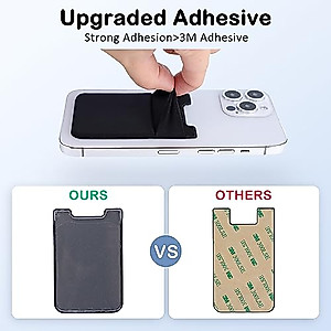Zemexy Cell Phone Card Holder Wallet Stick on for Back of Phone,Stretchy Adhesive Sticker Credit/ID Card Sleeve Stick on Wallet Lycra for All Smartphones-3Black Double Pocket