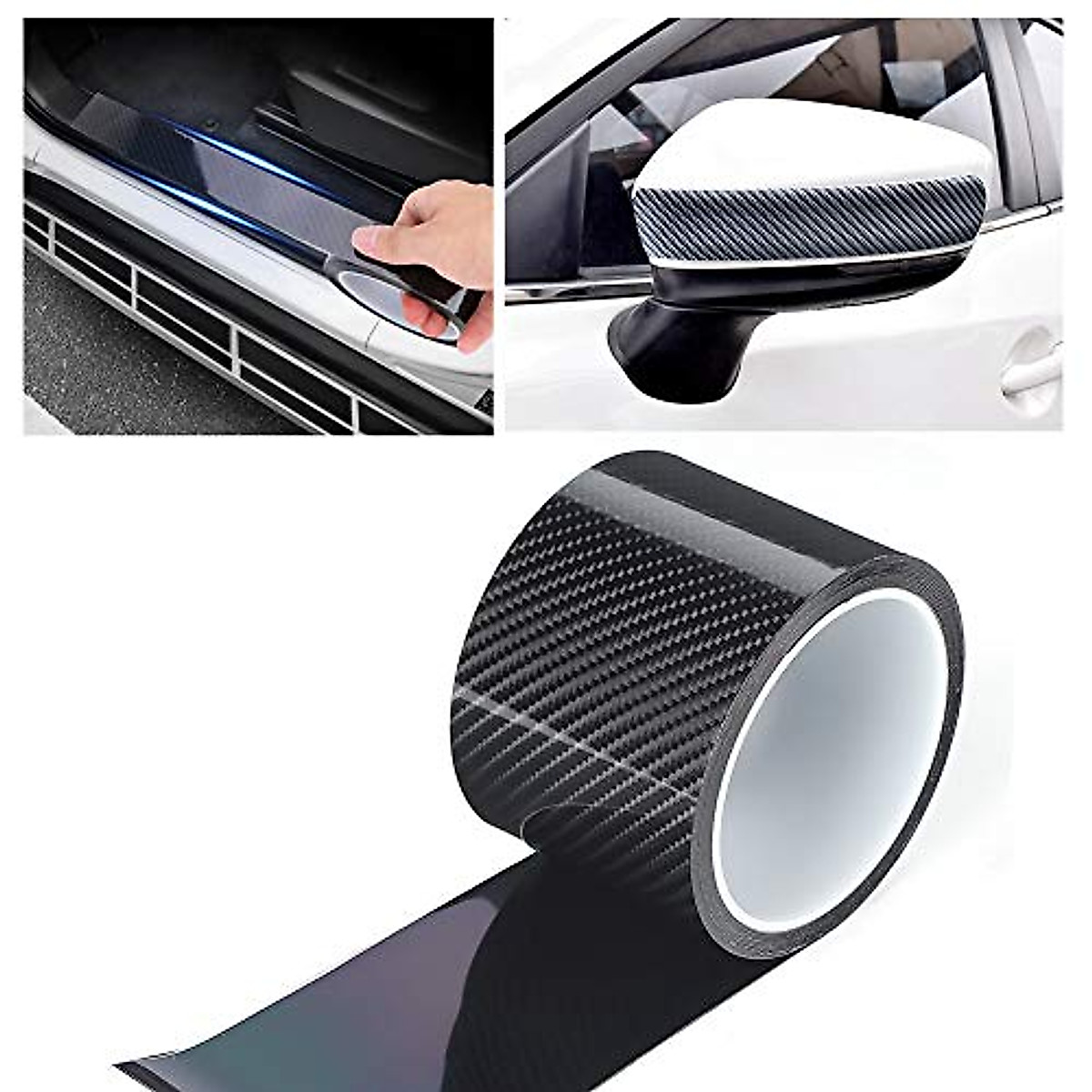 Protective Film for Cars, Carbon Fiber Protective Film Car Door Edge Guard Anti-Scratch Sticker Black(7CM*3M)