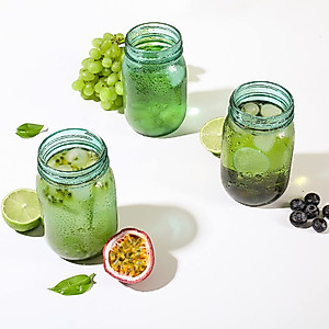 16 oz Teal Mason Jars with Lids，Regular Mouth Canning Jar, 6 Pack Multifunction Glass Container, for Storage, Canning, Pickling, Preserving, Fermenting, DIY Crafts & Decor