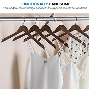 Zober Wooden Hangers w/Rubber Grips - 10 Pack Non Slip, Heavy Duty Coat Hangers - Slim, Space Saving w/Notches Made from Luxe Wood - Wood Hangers for Coats, Suits, Shirts, Dresses