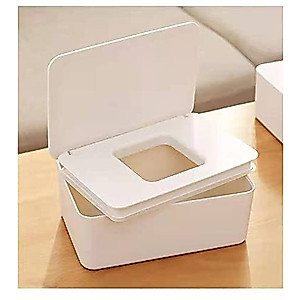 Baby Wipe Dispenser Holder, Baby Wipes Case, Baby Wipe Holder Keeps Diaper Wipes Fresh, Easy Open & Close Wipe Container (White)