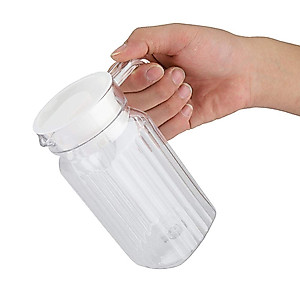 Haofy Acrylic Pitcher, Small Plastic Pitcher Juices Pitcher, Transparent Water Jugs Broken Resistant Beverage Jugs, Storing Milk Juices Tea Lemonade, with Lid and Handle(500ML)