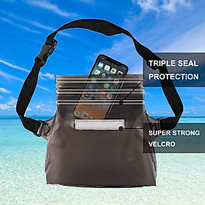 HEETA Waterproof Dry Bag for Women Men Transparent Black 5L Bundle with 2-Pack Waterproof Pouch with Waist Strap