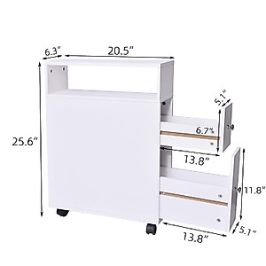 Ceredeme Small Bathroom Storage Cabinet, Toilet Paper Holder with Slide Out Drawers for Small Space, Narrow Floor Bathroom Organizer Next to Toilet
