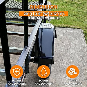 ECOTRIC 2 Pcs Trailer Fenders W/Steps Compatible with Single-Axle Trailers 13" Diameter Wheels Tires Plastic Fenders - Black