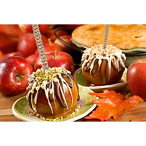 32 PCS Bling Candy Apple Bamboo Sticks, Caramel Apple Wooden Pointed Skewers with Rhinestones Diamond Mesh Wrap, Fruit Treats Pop Dec Bar for Dessert Table Tea Party Birthday Wedding (Silver)